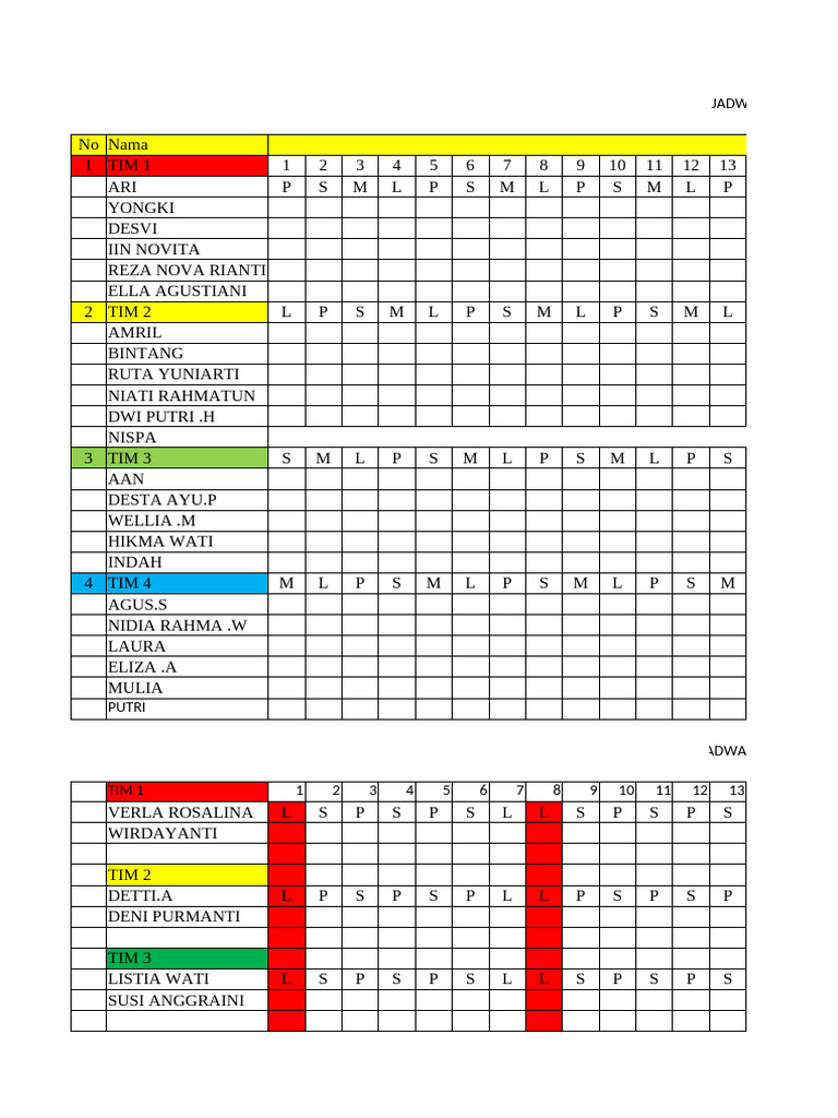 Jadwal Jaga September 2024 PKM Pulau Beringin | PDF