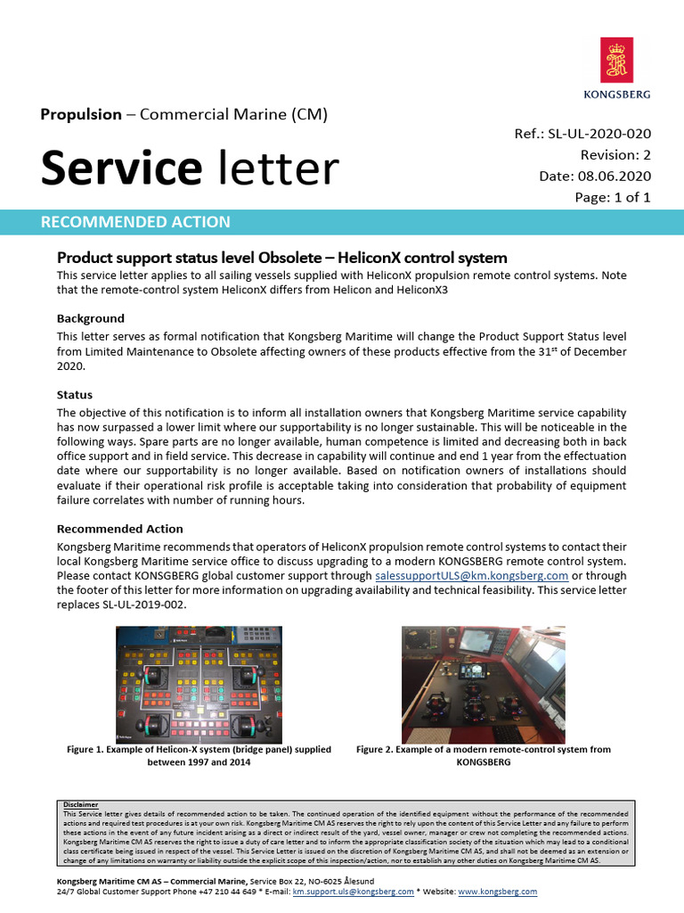 SL-UL-2020-020 - Product Support Status Level Obsolete HeliconX Control ...