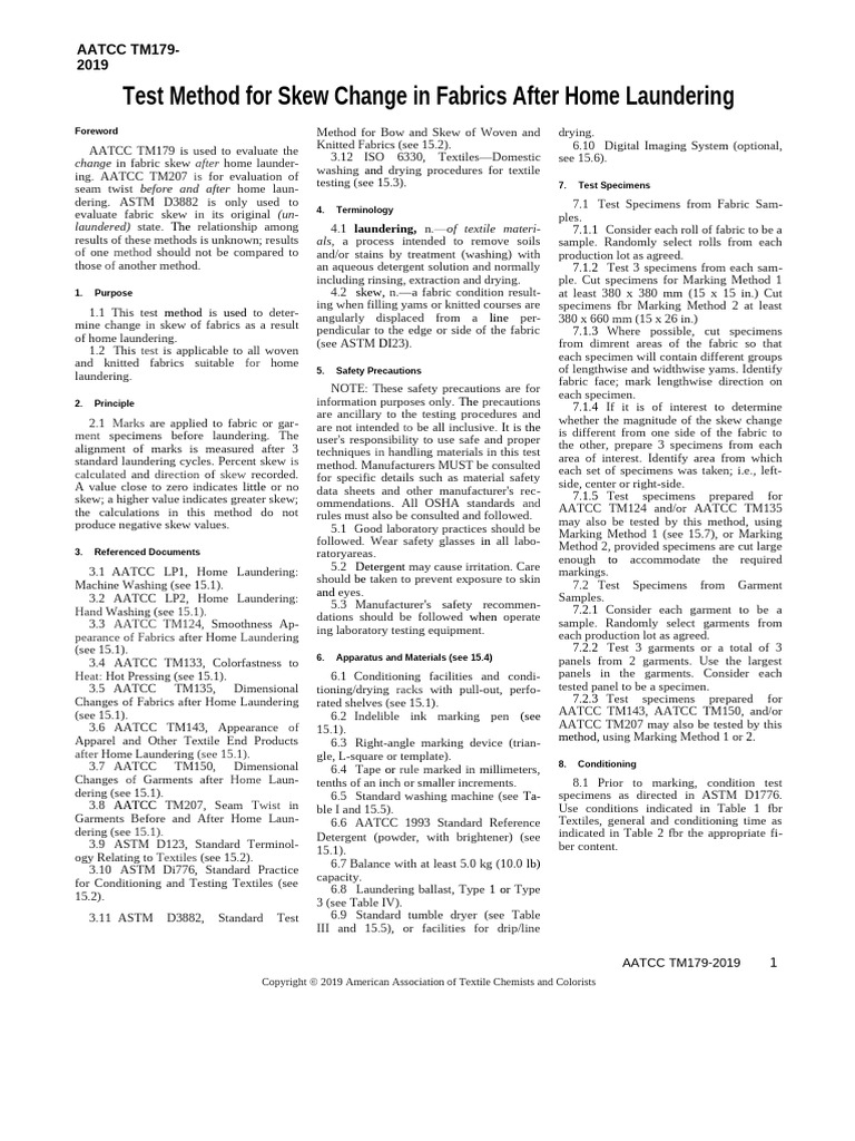 Aatcc 179-2019 | PDF