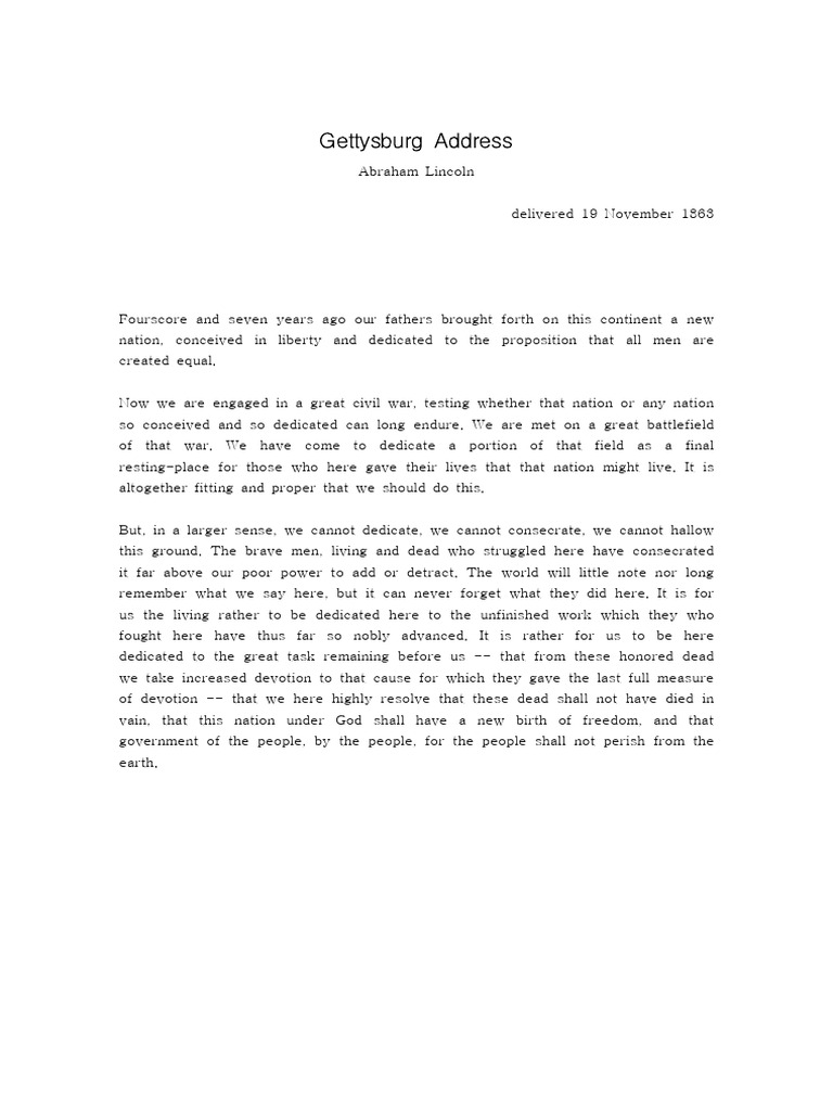Gettysburg Address-Lincoln | PDF
