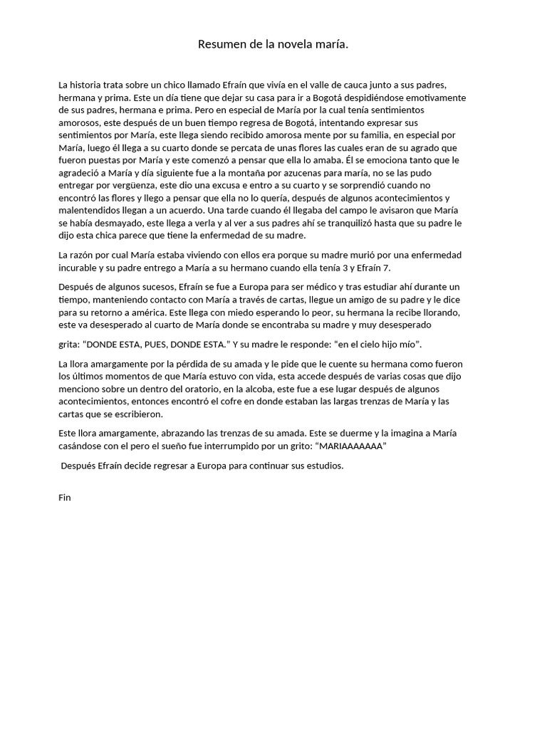 Resumen de La Novela María | PDF