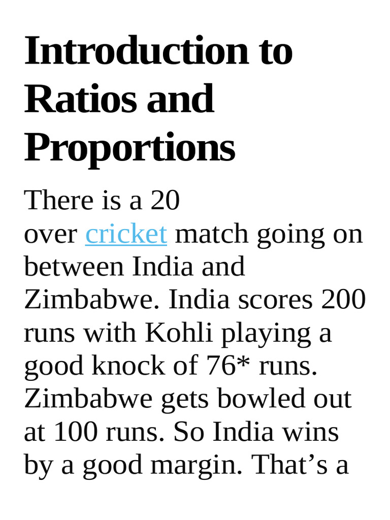 Introduction To Ratios and Proportions | PDF