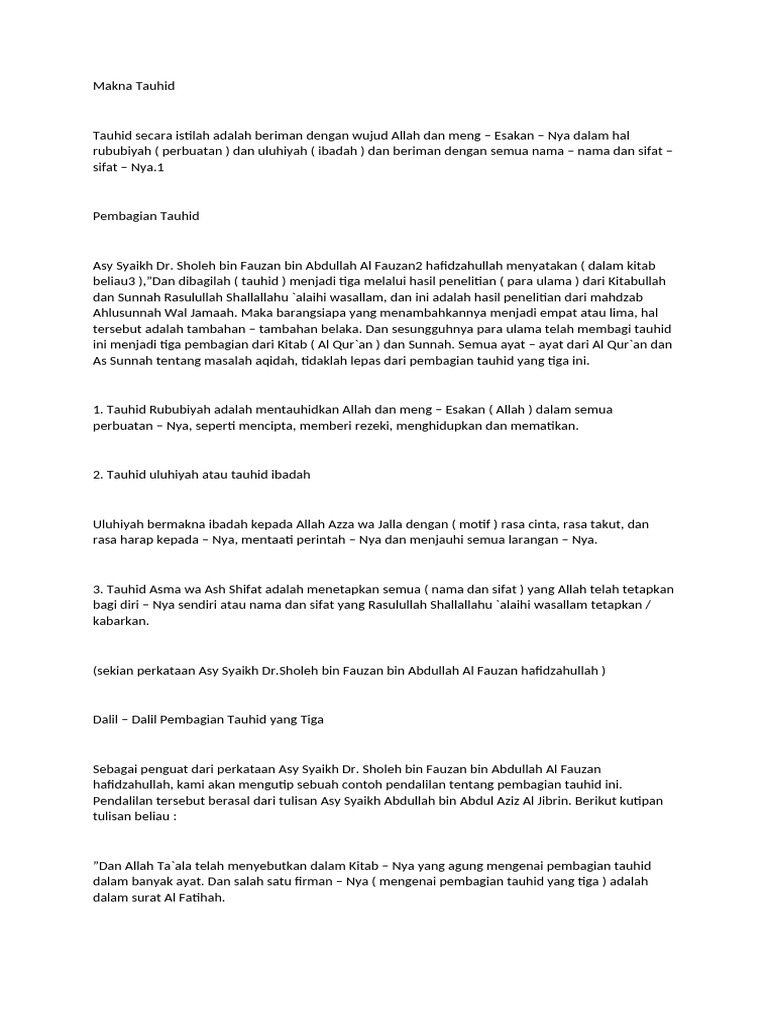 Makna Tauhid | PDF