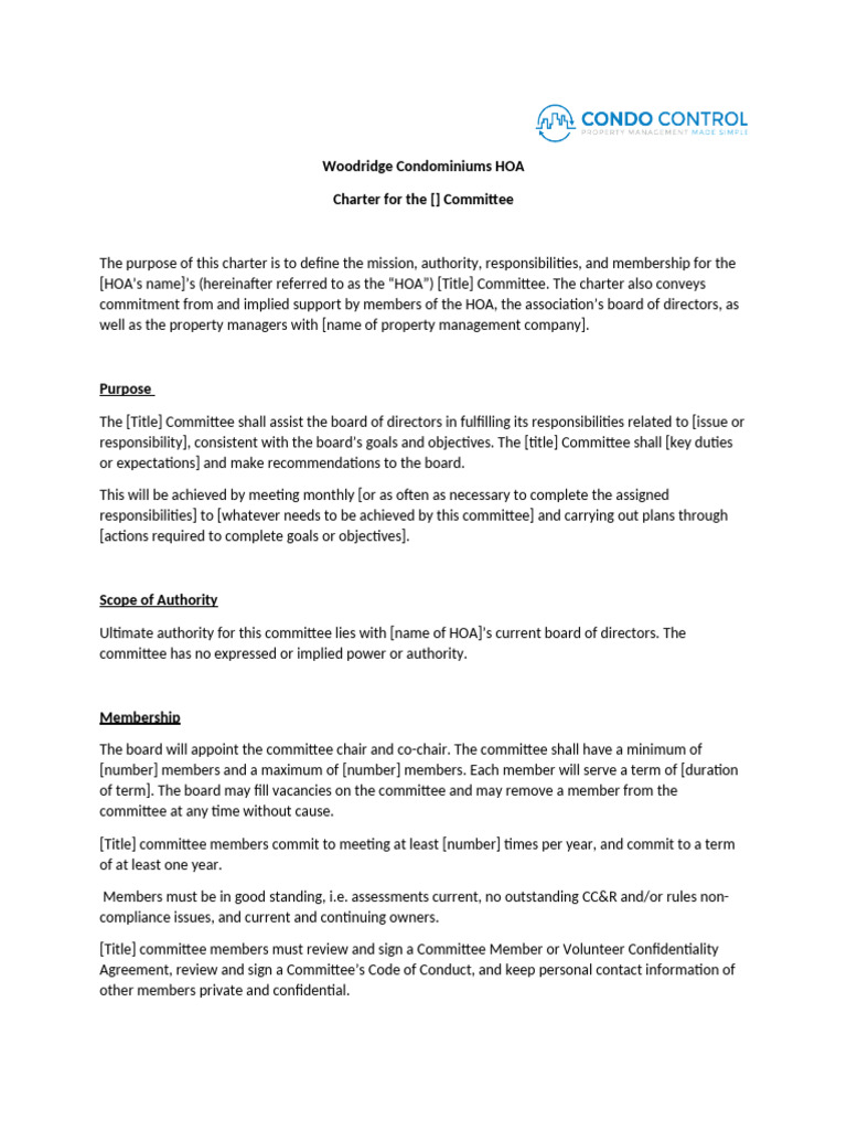 HOA Committee Charter Guide | PDF | Committee | Board Of Directors