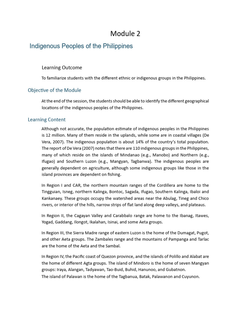 Lesson 2 Indigenous Peoples of The Philippines | PDF | Ethnicity ...