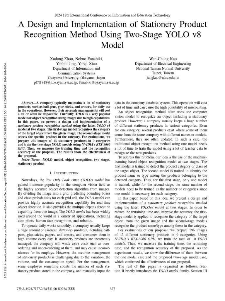 A Design and Implementation of Stationery Product Recognition Method ...