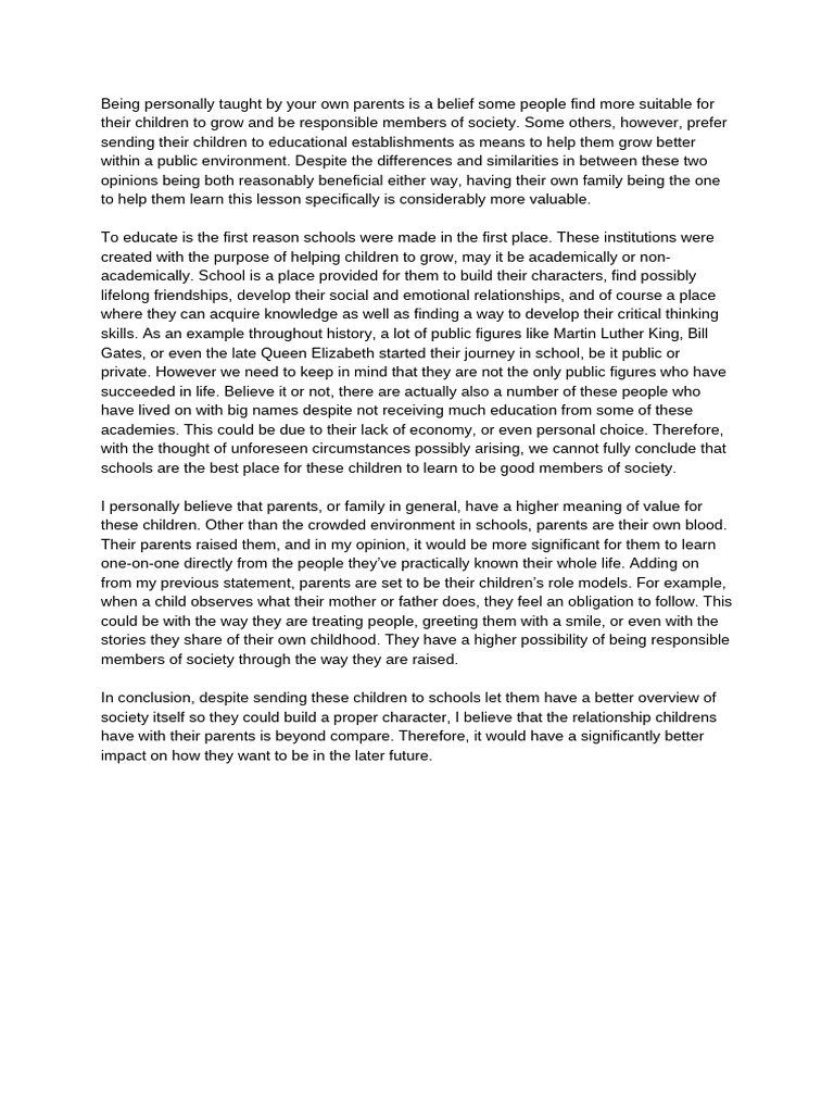 Ielts Writing (Lesson 1 Essay Example) | PDF