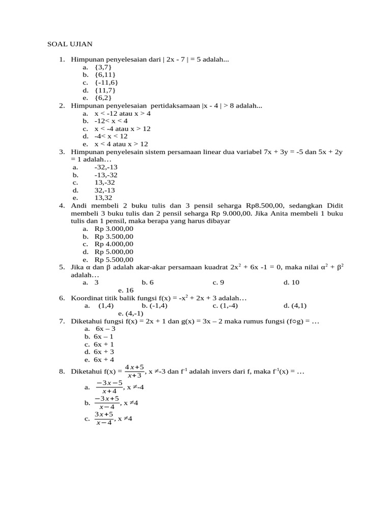 Soal Ujian Assesment | PDF