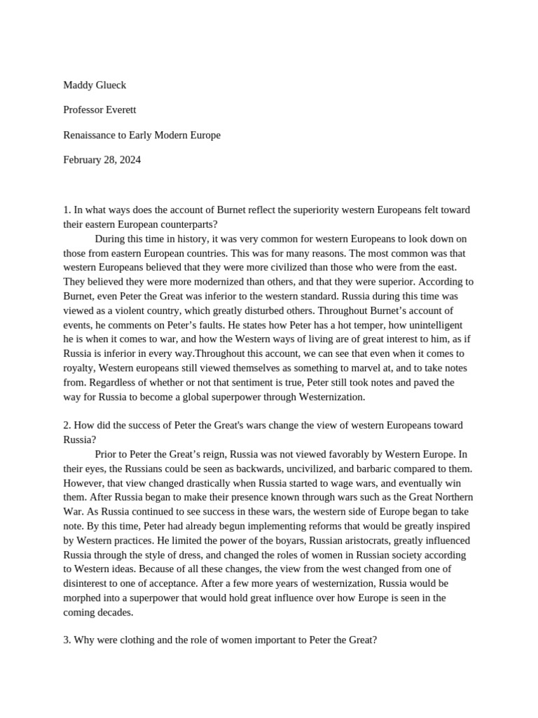 Peter The Great Document Exercise | PDF
