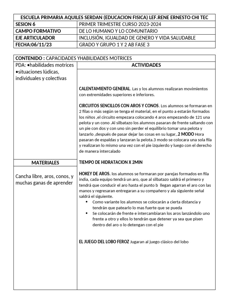Plan de Clases Nem Fase 3 06112306 | PDF