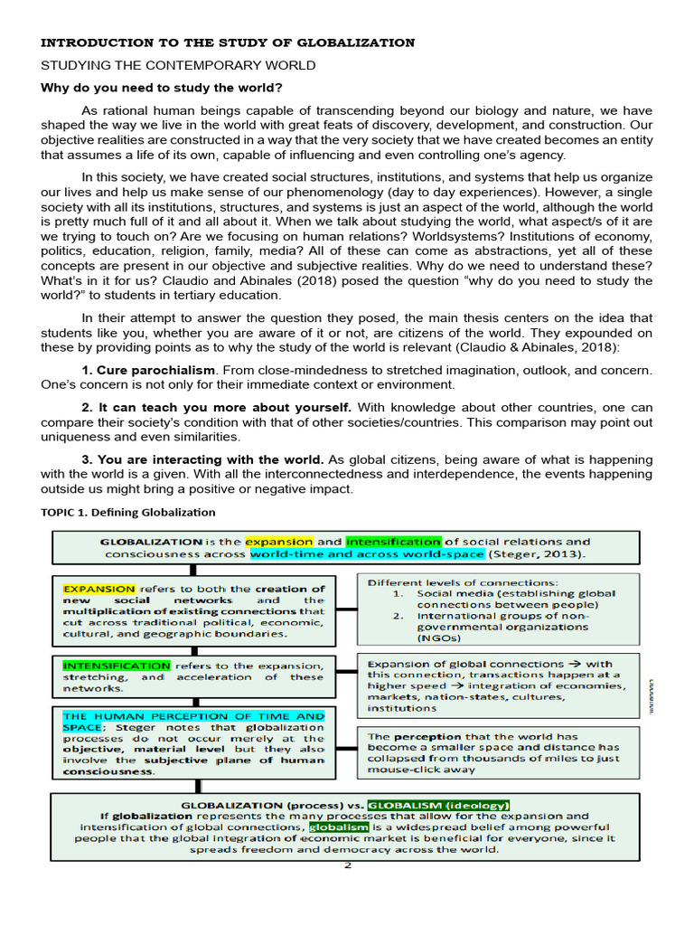 Contemporary World Hand Out 1 | PDF