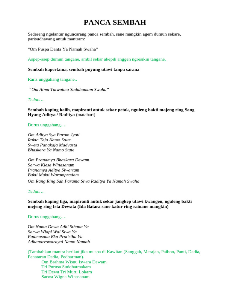 Panca Sembah | PDF