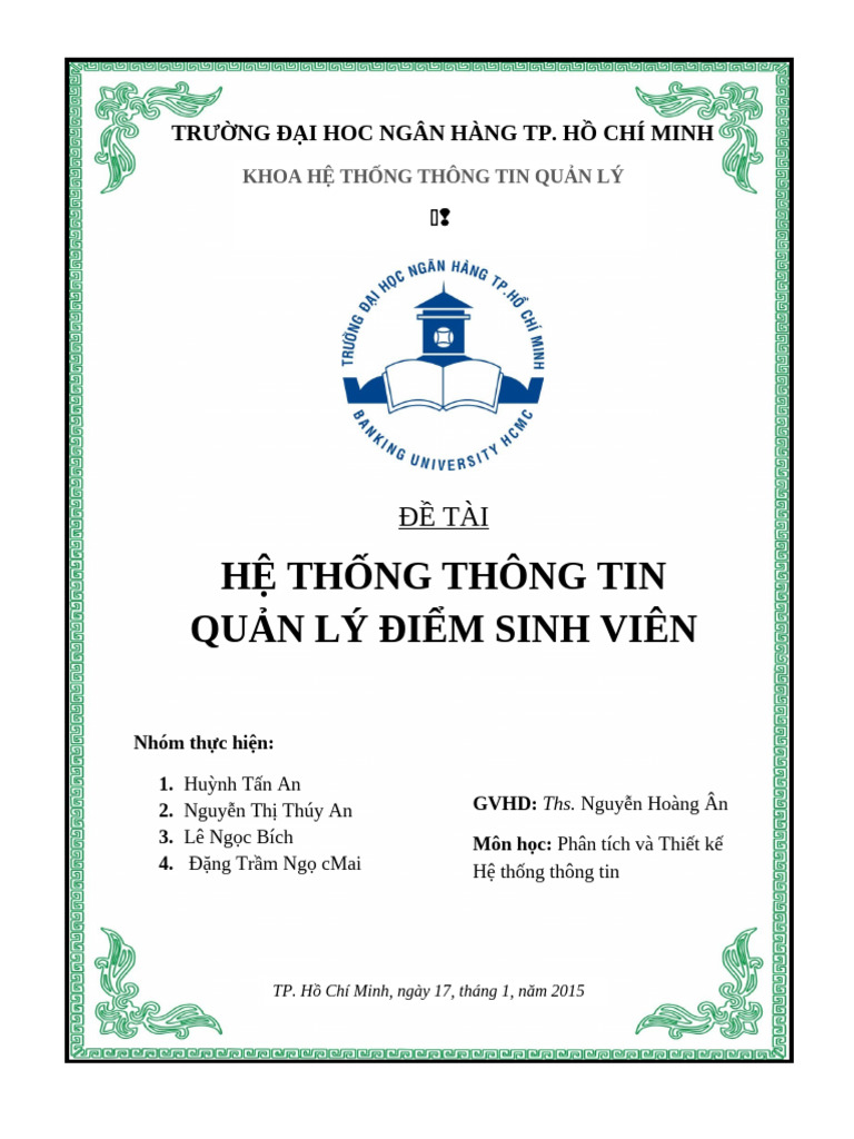 SAD 28HT D02 HTTT Quan Ly Diem Sinh Vien | PDF