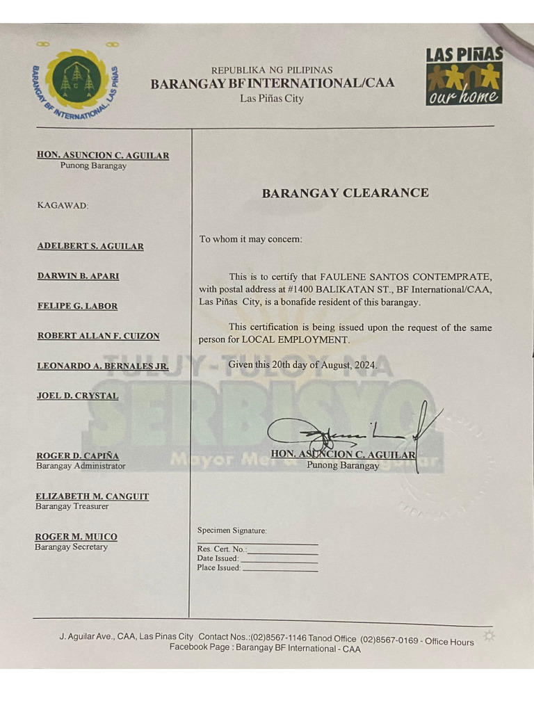 Barangay Clearance | PDF