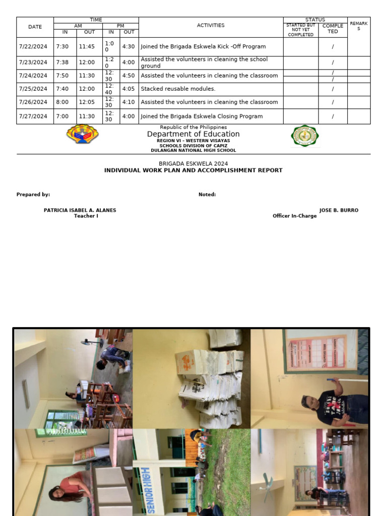 Brigada DTR & Individual Accomplishment | PDF