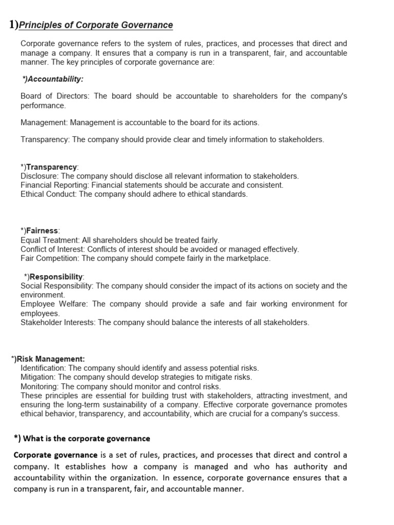 Principles of Corporate Governance | PDF