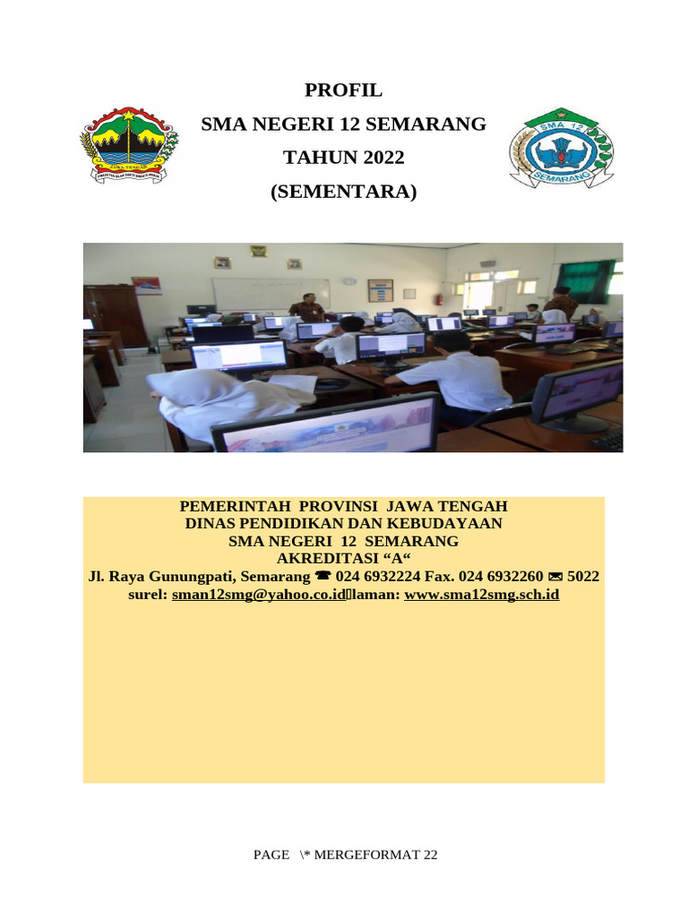 PROFIL SMAN 12 SMG 2022 For PPL ppg-22 | PDF