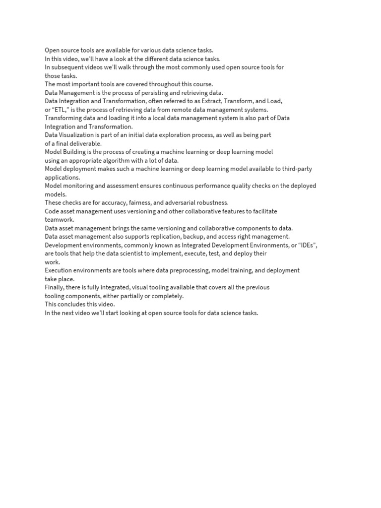 Categories of Data Science Tools | PDF Categories of Data Science Tools | PDF