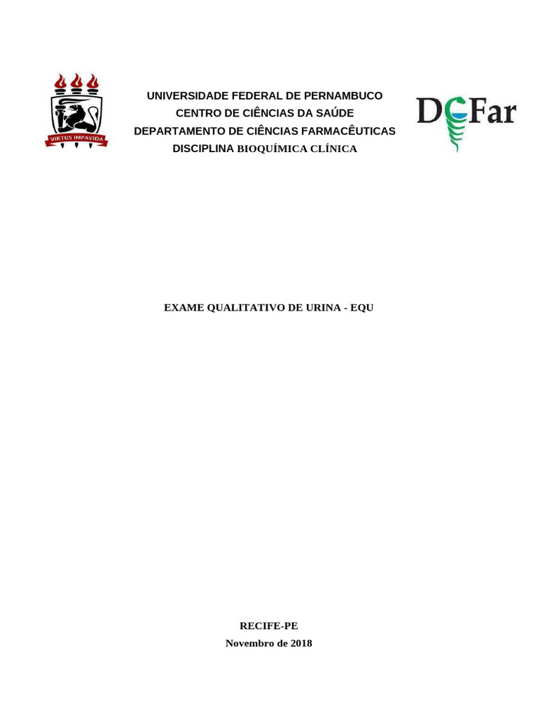 Exame Qualitativo de Urina - EQU | PDF