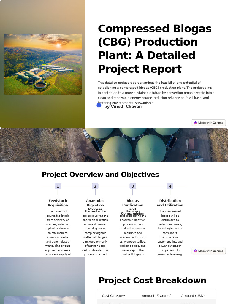 Compressed Biogas CBG Production Plant A Detailed Project Report | PDF
