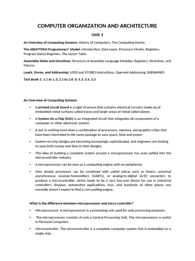 COA Module 1 Notes | PDF
