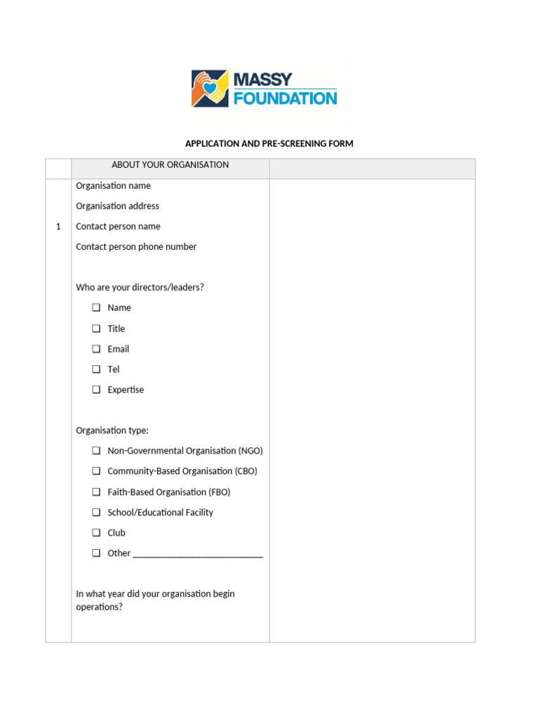 Massy Foundation Application | PDF