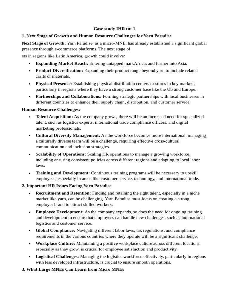 Case Study IHR Tut 1 | PDF