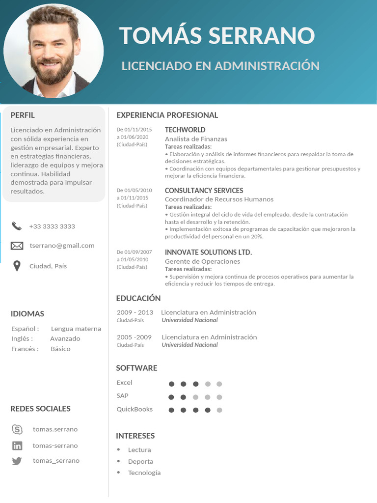 Curriculum-Modelo ADMINISTRADOR-CV | PDF