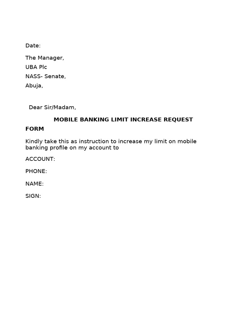Limit Increase Request Letter | PDF
