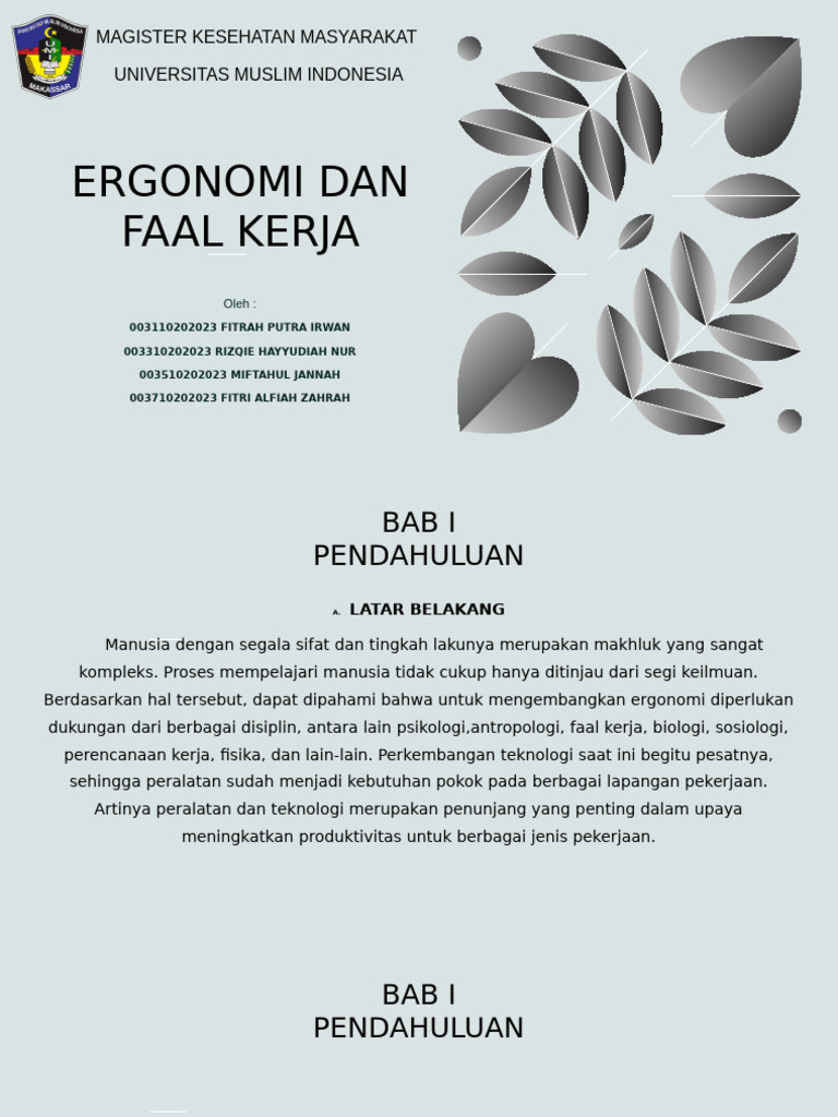 Ergonomi Dan Faal Kerja KLP 4 Bu Suharni 2 | PDF
