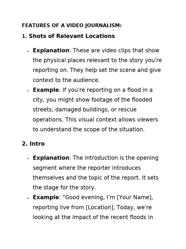 Features of A Video Journalism | PDF | Chart | Gesture