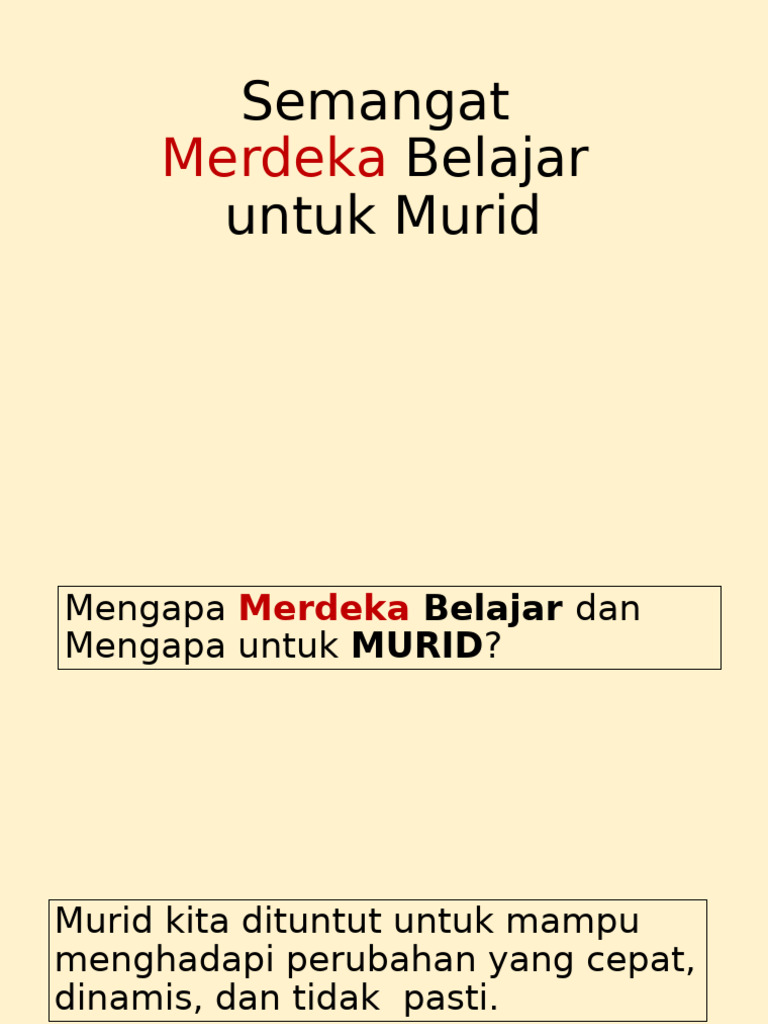 Semangat Merdeka Belajar Untuk Murid - Yogya - Handout | PDF