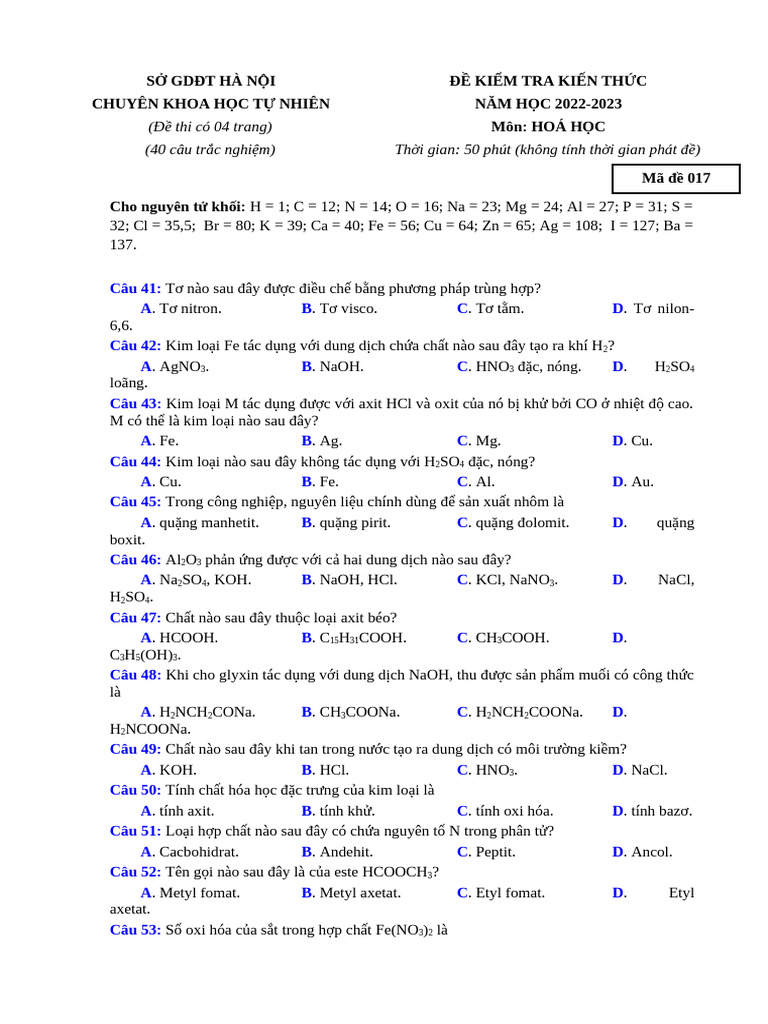 Thi THPTQG S GDĐT HÀ N I | PDF