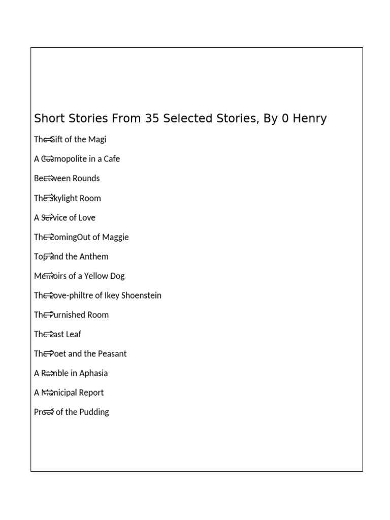 Short Stories From 35 Selected Stories | PDF