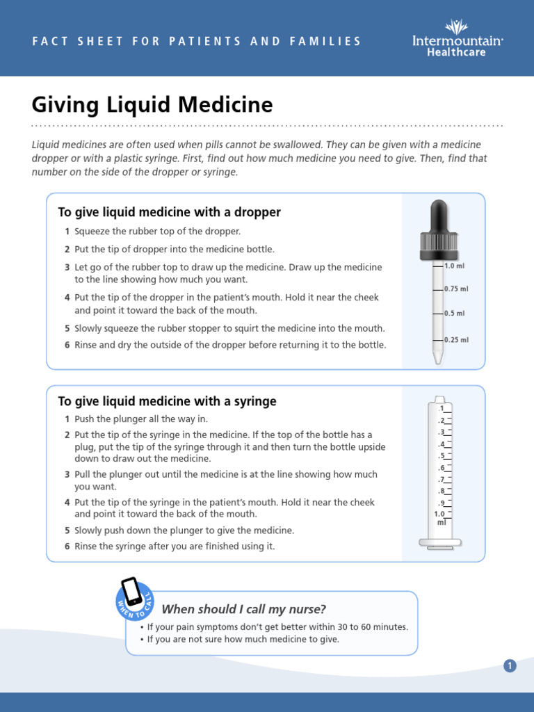 Giving Liquid Medicine Fact Sheet | PDF