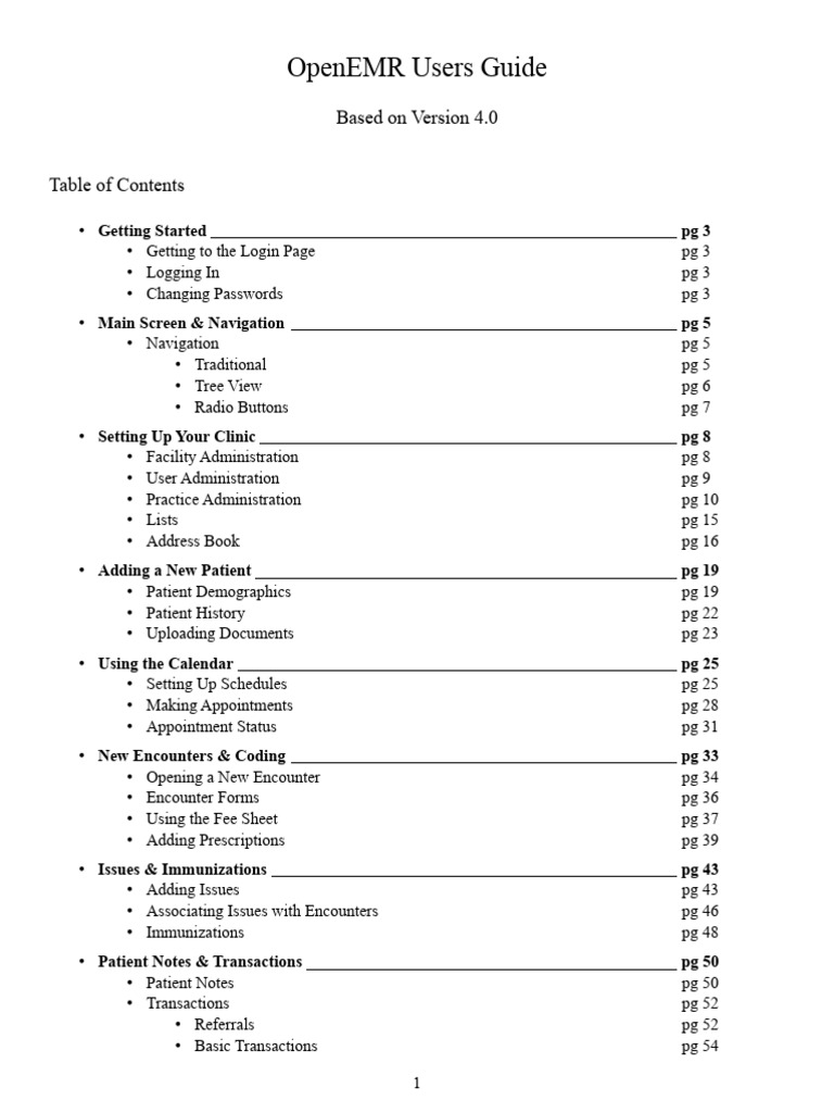 OpenEMR 4.0 Users Guide | PDF