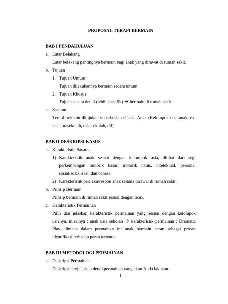 Sistematika Proposal Terapi Bermain | PDF