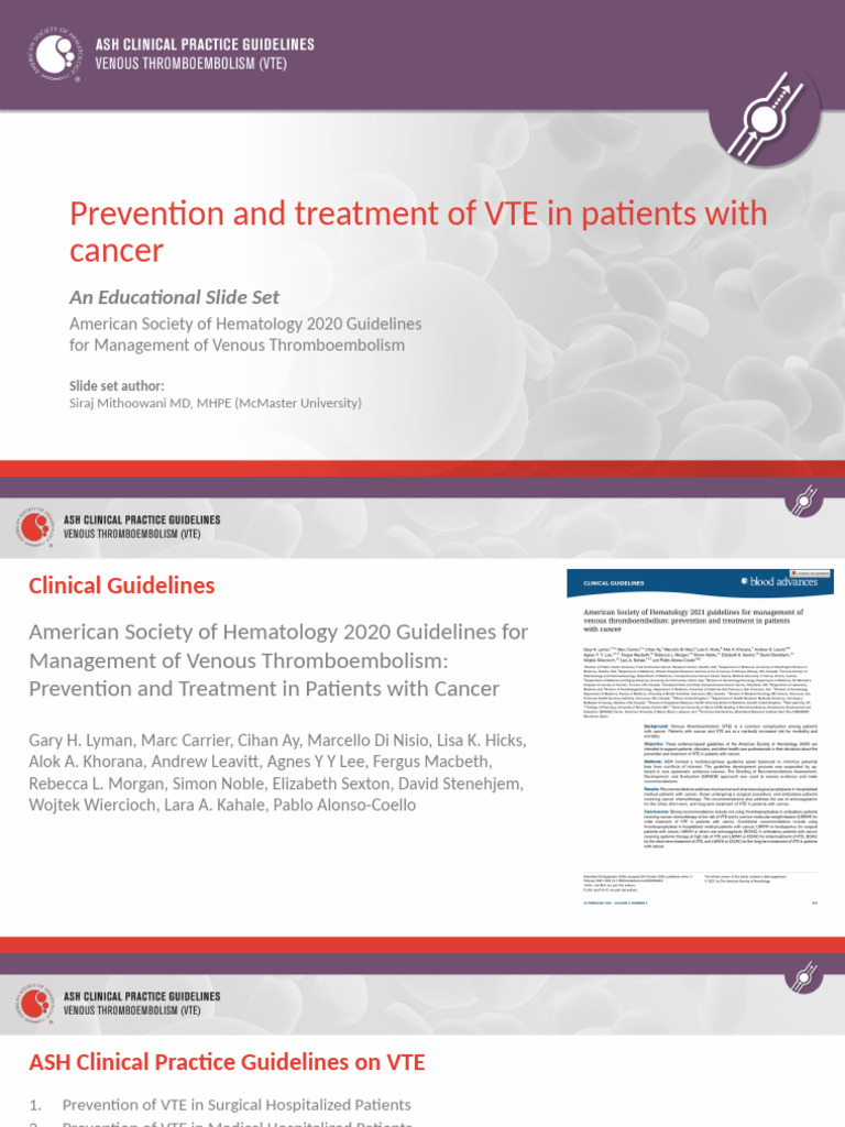 ASH Slide Set - VTE Cancer | PDF