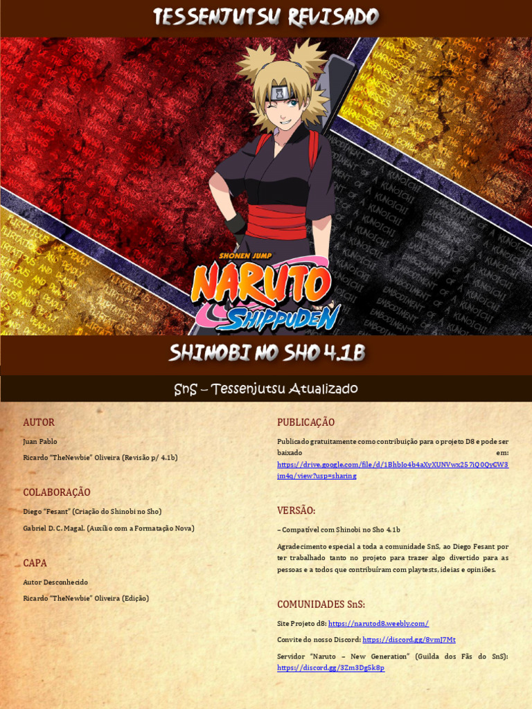 Naruto ''Shinobi No Sho'' - Tessenjutsu Revisados 4.1b | PDF