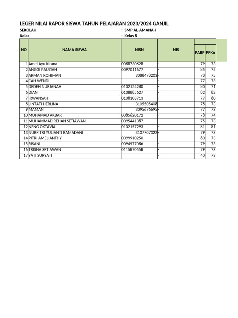 Leger 20231 Kelas 8 | PDF