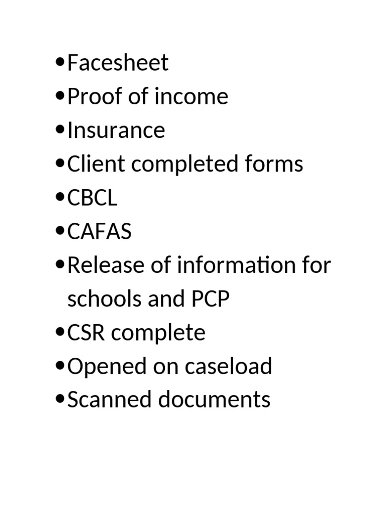 Intake Checklist | PDF