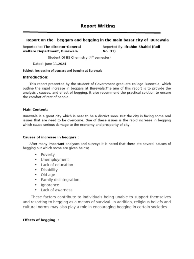 Assignment of Report Writing | PDF