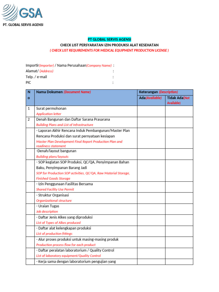 Checklist Persyaratan Izin Produksi Alat Kesehatan | PDF