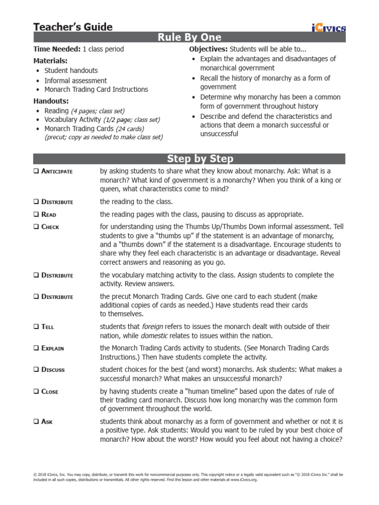 Rule by One - Lesson Plan | PDF