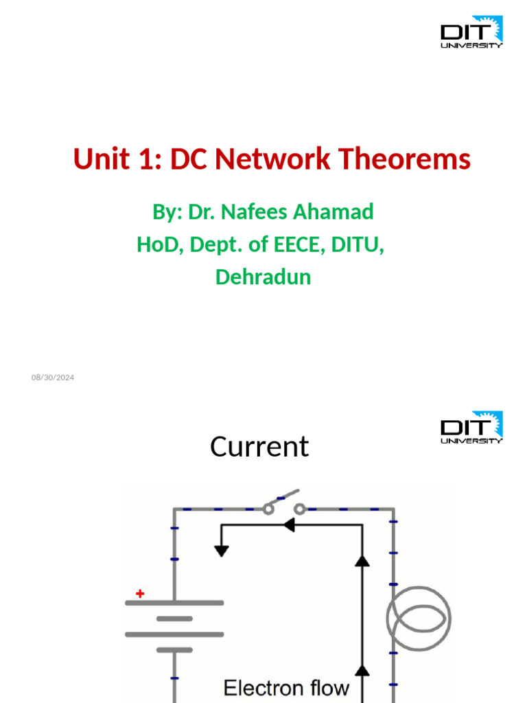 Unit 1 DC Network Theorems | PDF