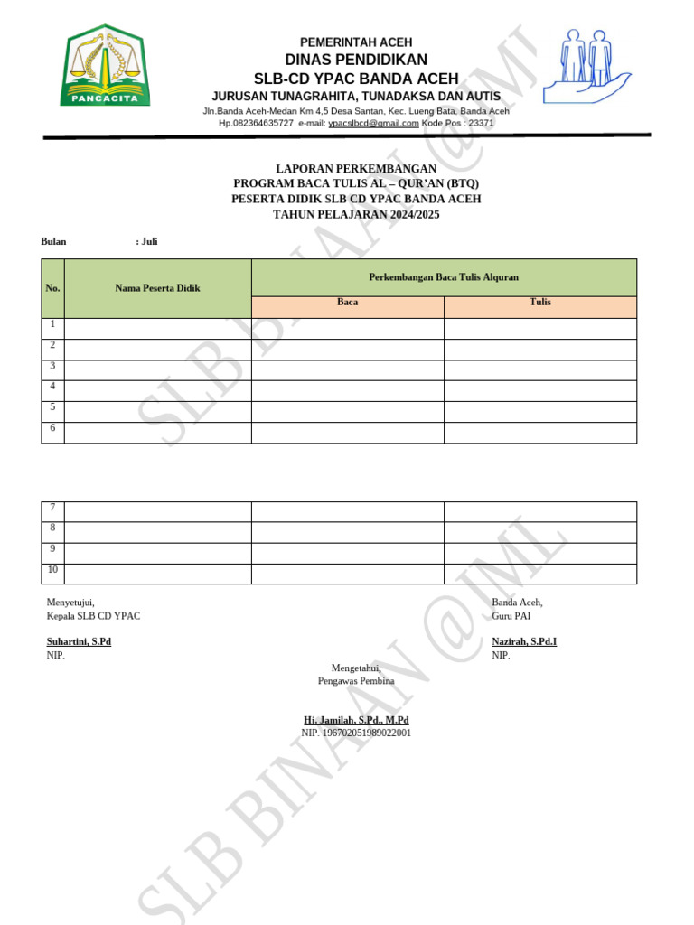 Laporan Perkembangan Program BTQ | PDF
