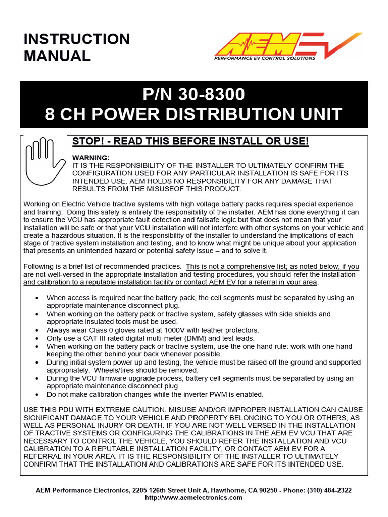 Techlibrary 10-8300-Ev Pdu-8 Instructions Rev3 | PDF