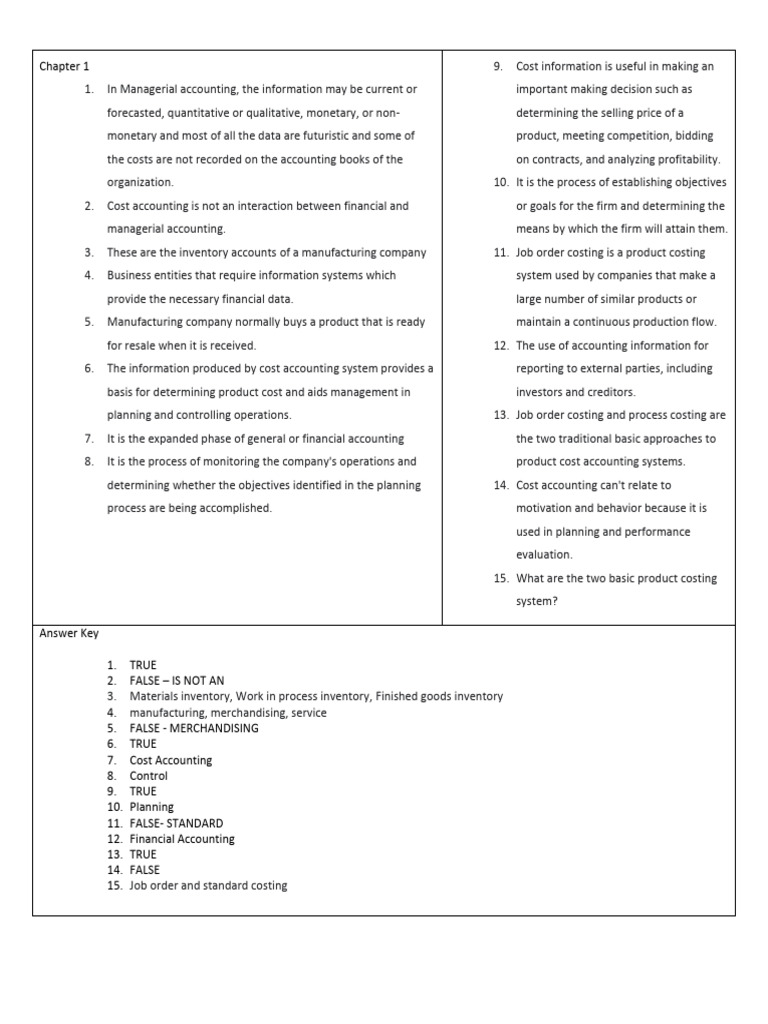 Cost Accounting Reviewer | PDF