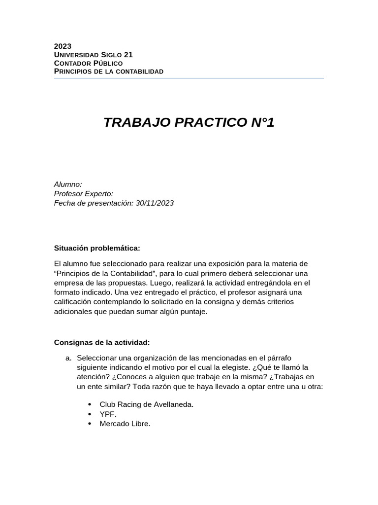 Trabajo Practico N°1 | PDF