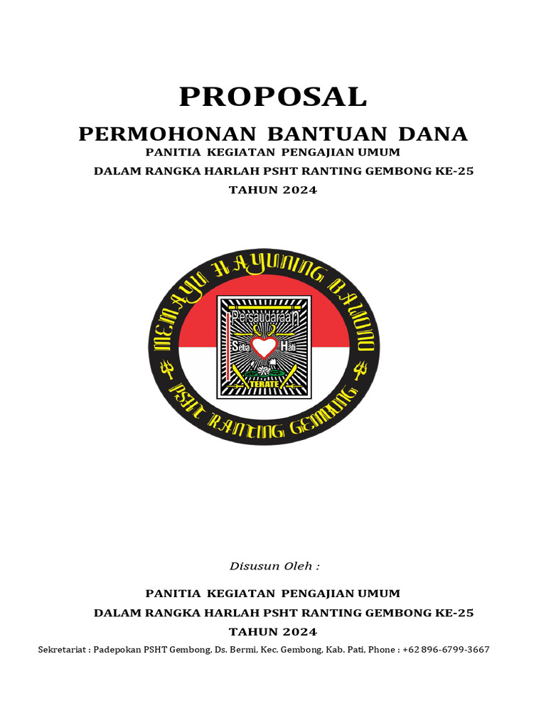 Proposal PSHT Ranting Gembong Bersholawat 2024 Fixxxxxxx Ok | PDF